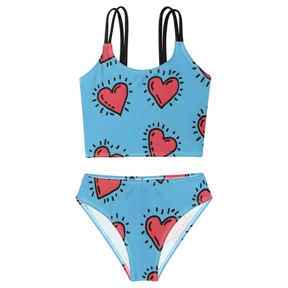 BZSMCE Swimsuit 2-Piece Tank Swimming Wear Quick Dry Bathing Suit-Red ...