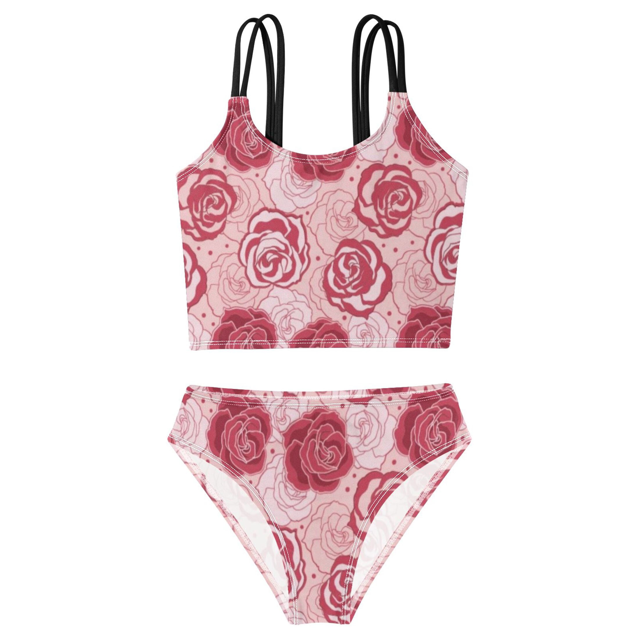 BZSMCE Swimsuit 2-Piece Tank Swimming Wear Quick Dry Bathing Suit-Red ...