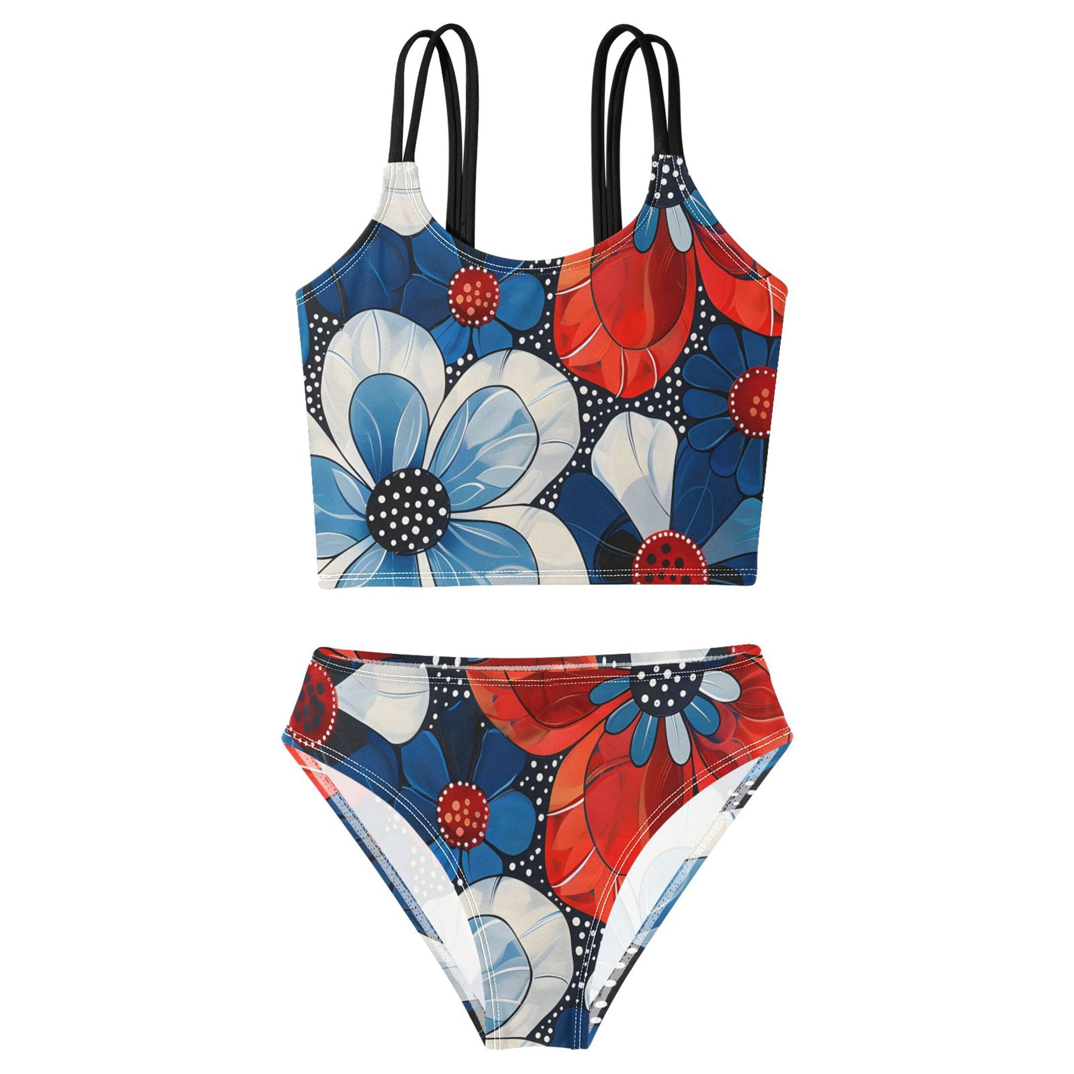 BZSMCE Swimsuit 2-Piece Tank Swimming Wear Quick Dry Bathing Suit-Red ...