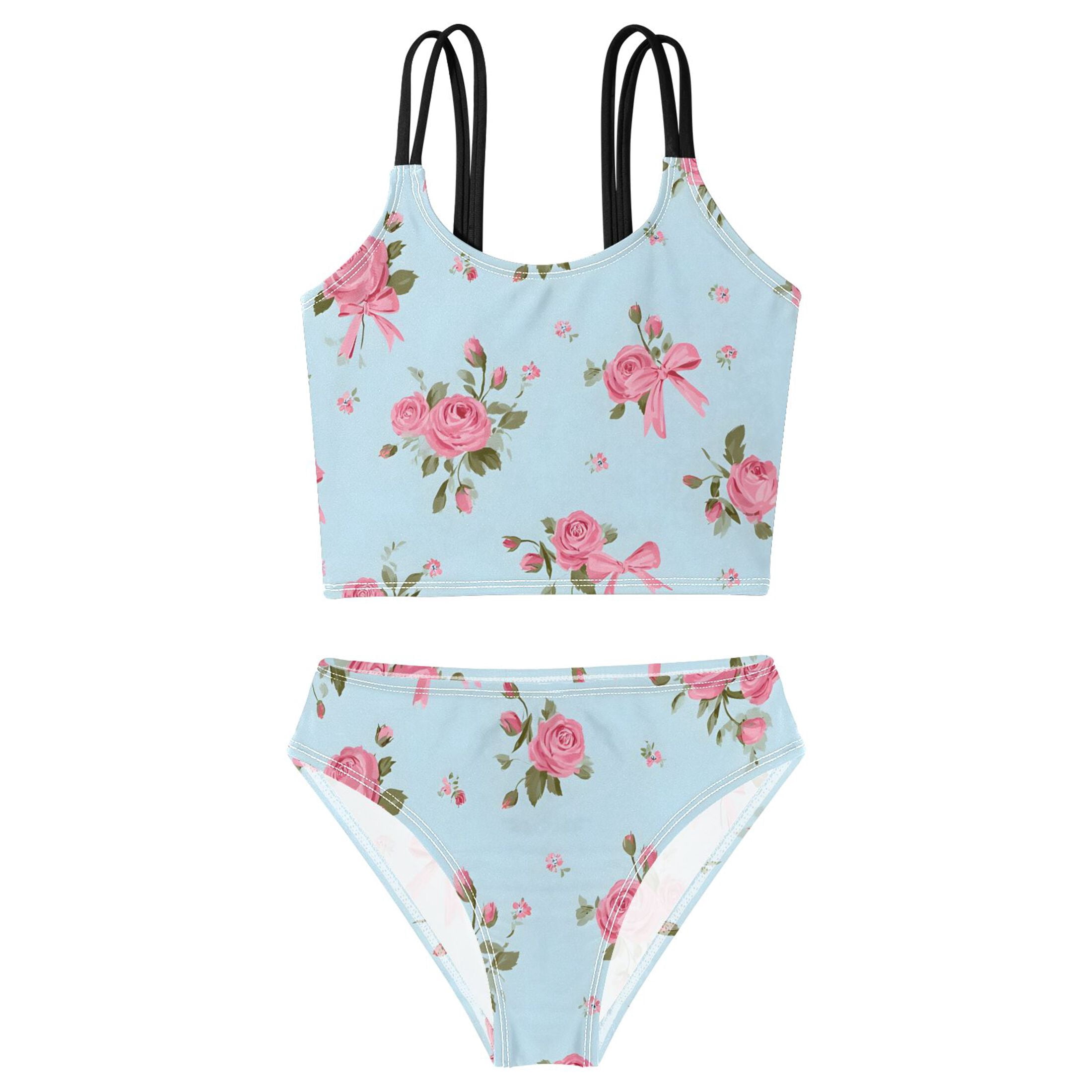 BZSMCE Swimsuit 2-Piece Tank Swimming Wear Quick Dry Bathing Suit-Rose ...