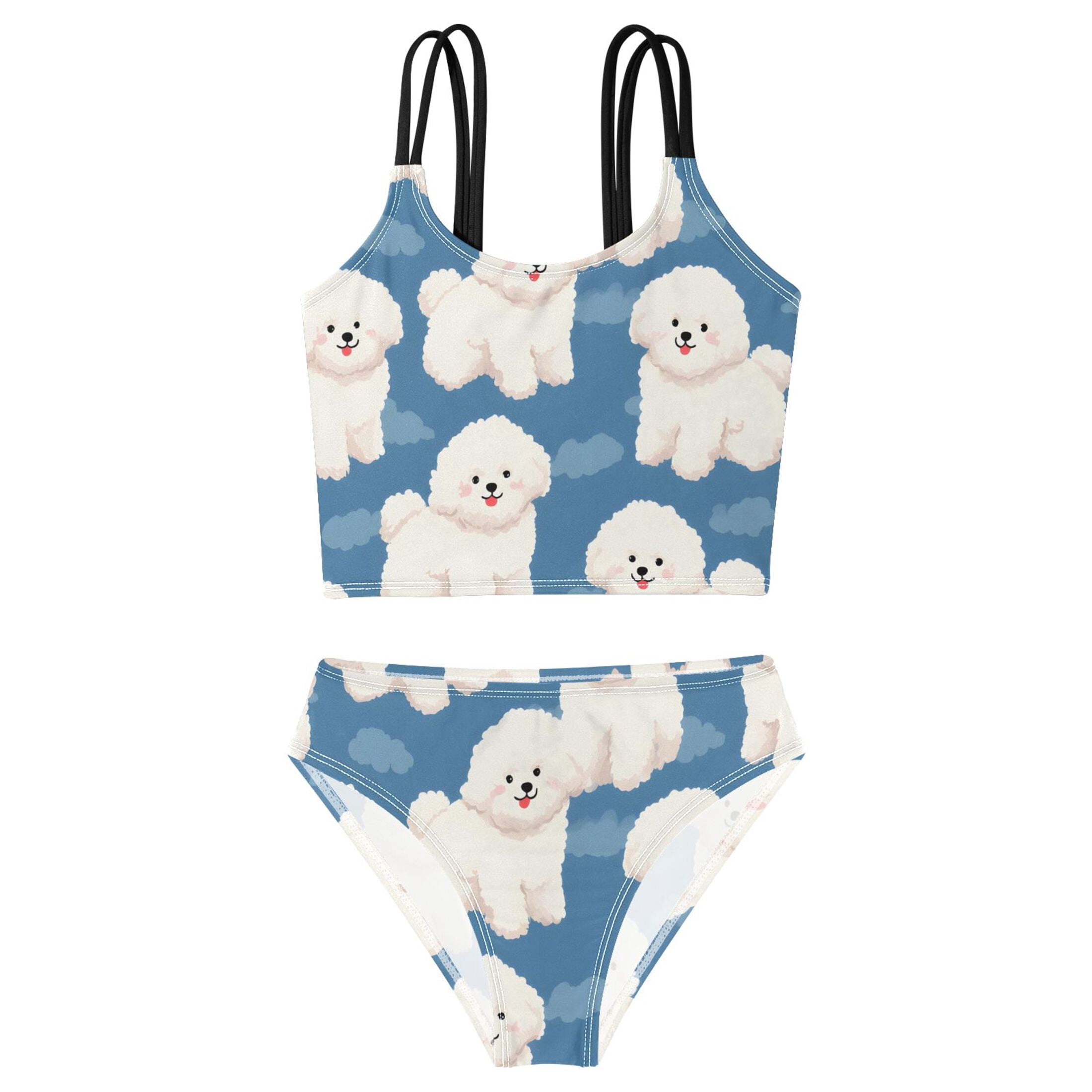BZSMCE Swimsuit 2-Piece Tank Swimming Wear Quick Dry Bathing Suit-White ...