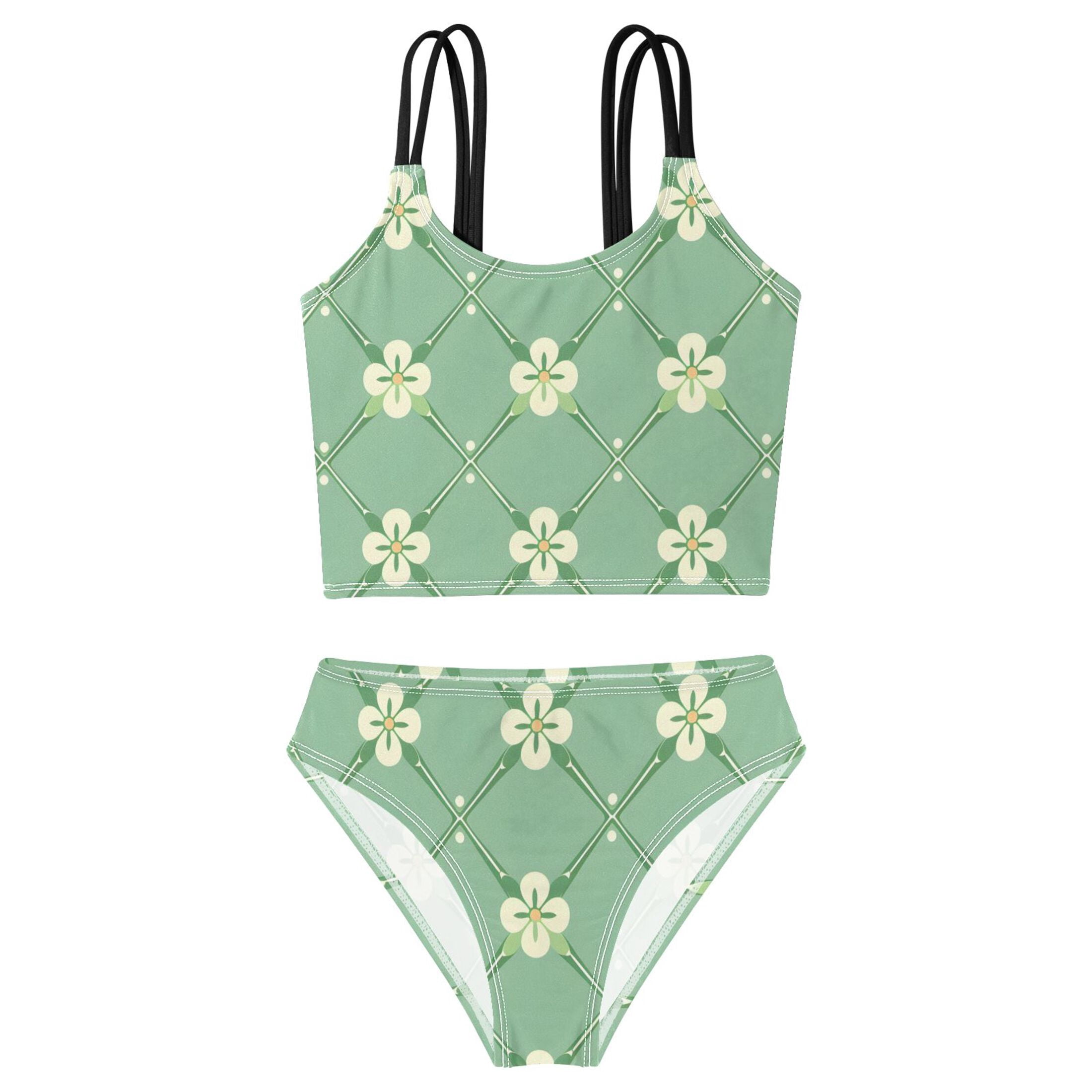 BZSMCE Swimsuit 2-Piece Tank Swimming Wear Quick Dry Bathing Suit-White ...