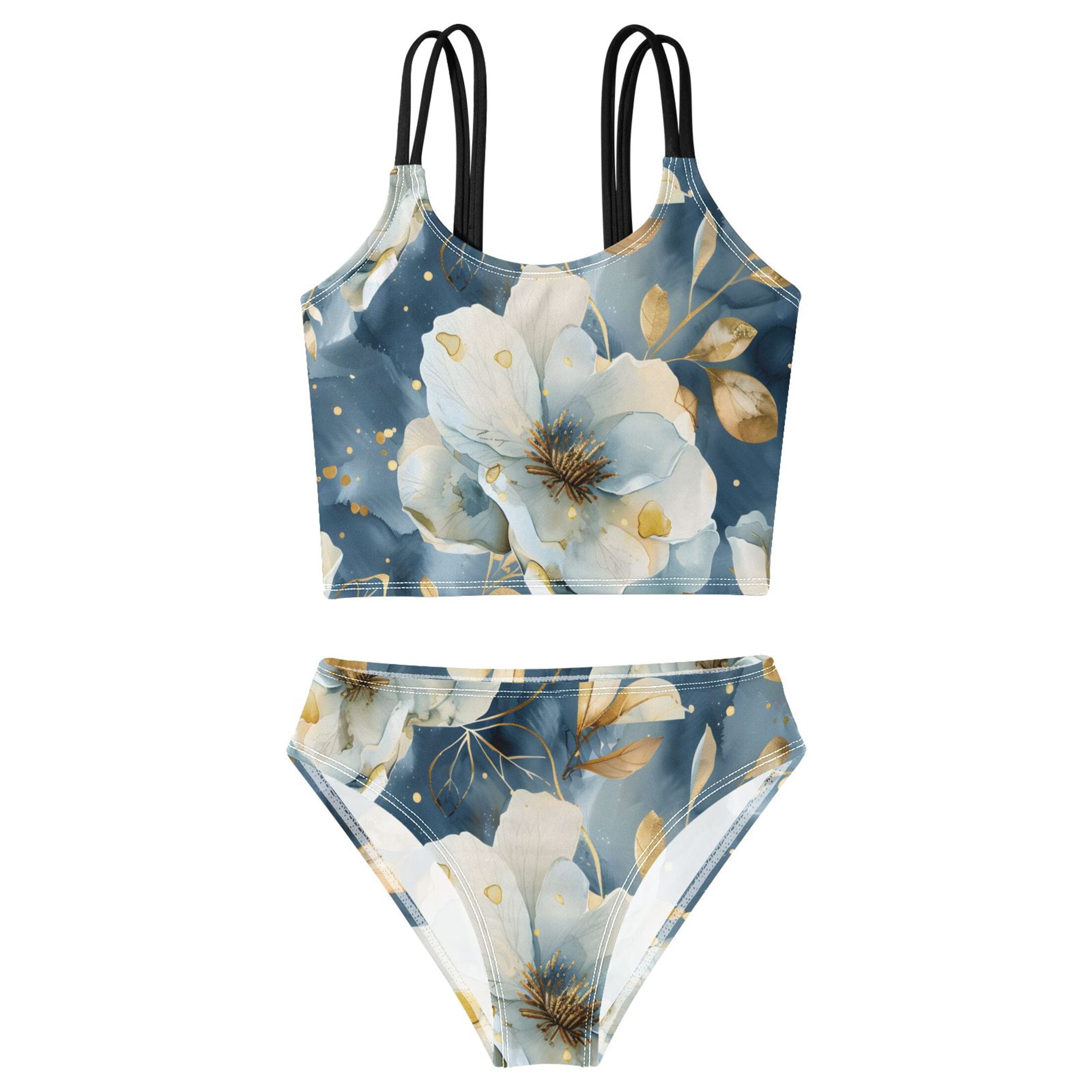 BZSMCE Swimsuit 2-Piece Tank Swimming Wear Quick Dry Bathing Suit-White ...