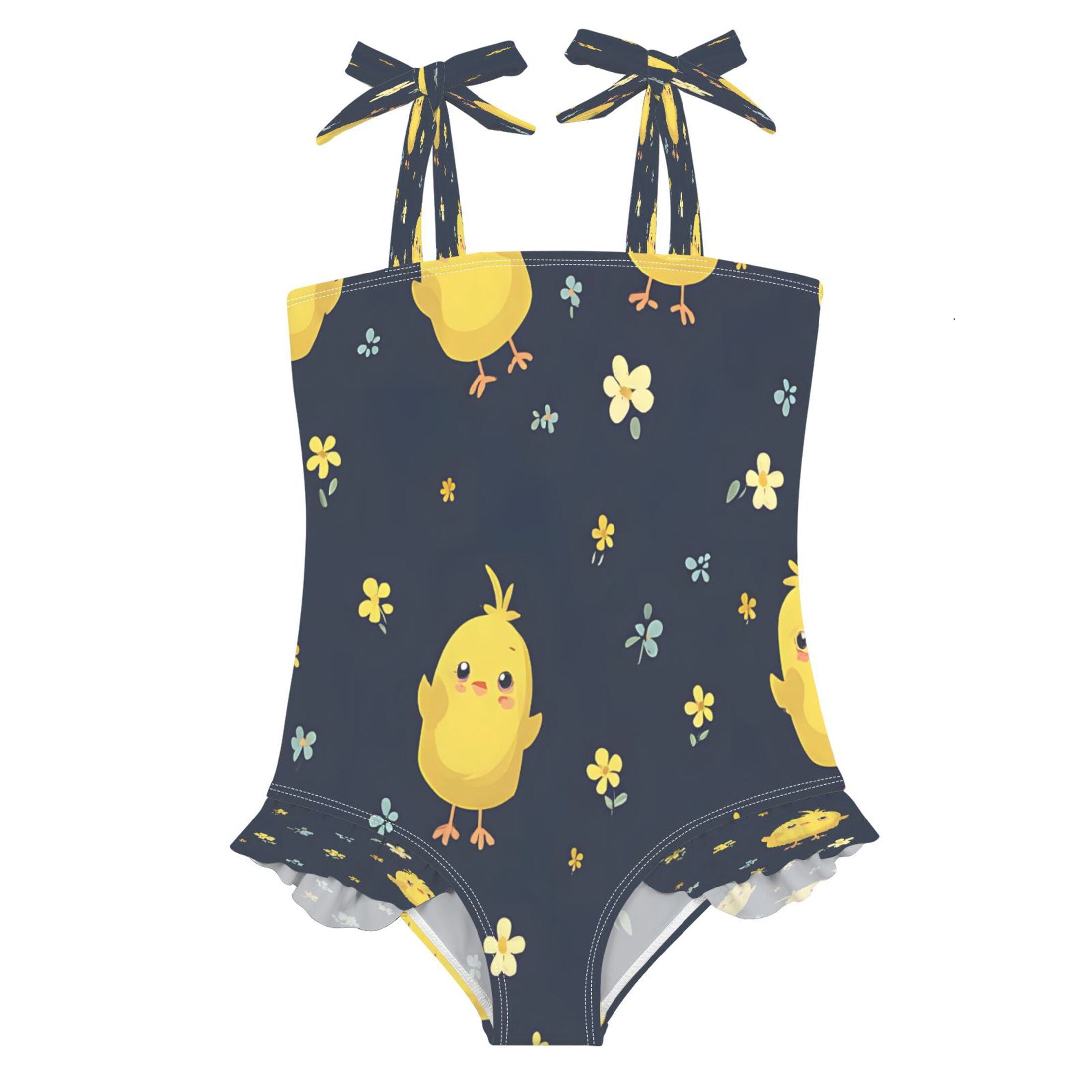 BZSMCE Swimsuit One Piece swimwear Cute Cartoon Chicken Flower Pattern ...