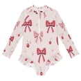 BZSMCE Swimwear Bow Cherry Pattern For Long Sleeve One-Piece Swimsuit ...