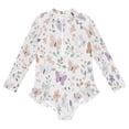 BZSMCE Swimwear Butterflies Flowers Pattern For Long Sleeve One-Piece ...