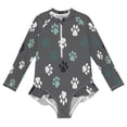 BZSMCE Swimwear Cartoon Dog Claw For Long Sleeve One-Piece Swimsuit UPF ...