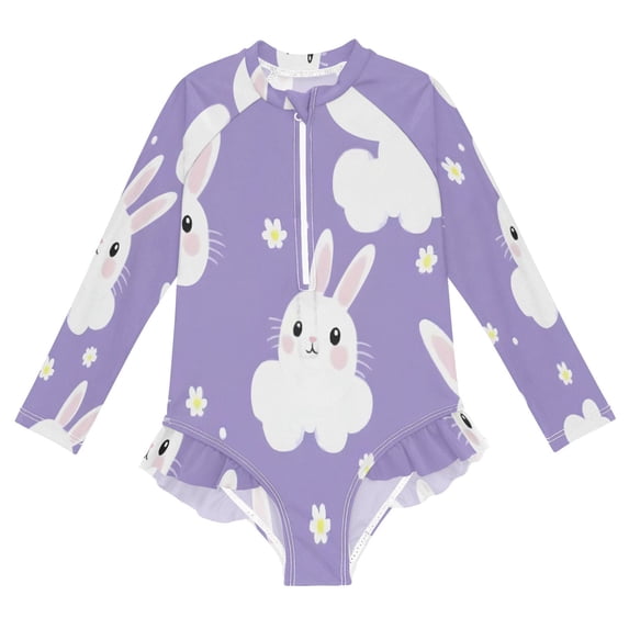 BZSMCE Swimwear Cute Bunny Face Pattern For Long Sleeve One-Piece ...