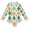 BZSMCE Swimwear Cute Simple St Patricks Checked Pattern For Long Sleeve ...
