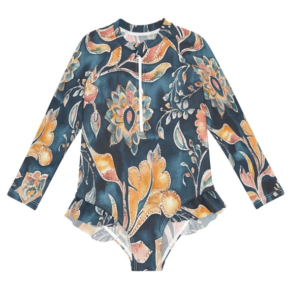 BZSMCE Swimwear Flower Pattern (26) For Long Sleeve One-Piece Swimsuit ...