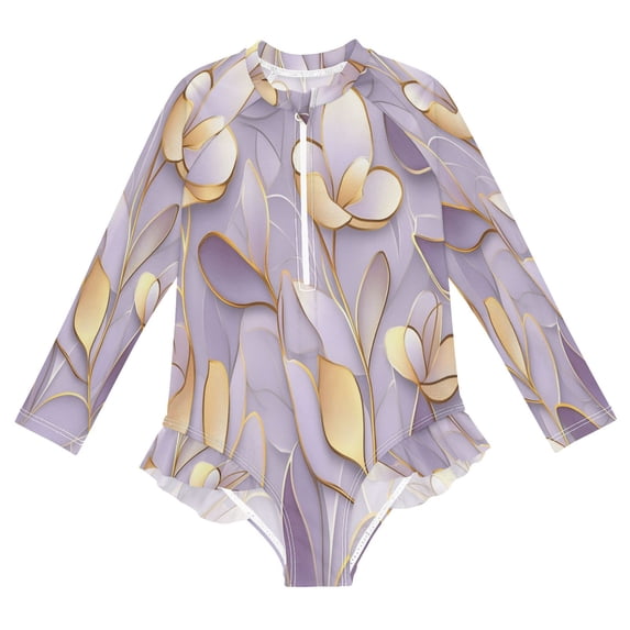 BZSMCE Swimwear Flower Pattern (32) For Long Sleeve One-Piece Swimsuit ...
