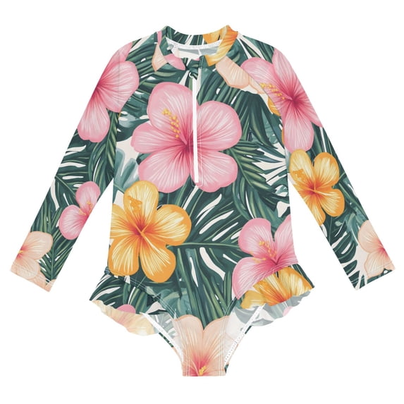 BZSMCE Swimwear Flower Pattern (79) For Long Sleeve One-Piece Swimsuit ...