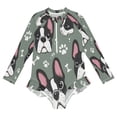 BZSMCE Swimwear Green Background Dog Pattern For Long Sleeve One-Piece ...
