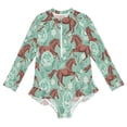 BZSMCE Swimwear Horses and Flowers For Long Sleeve One-Piece Swimsuit ...