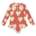 BZSMCE Swimwear Love White Red Pattern For Long Sleeve One-Piece ...