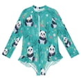BZSMCE Swimwear Panda Pattern For Long Sleeve One-Piece Swimsuit UPF 50 ...