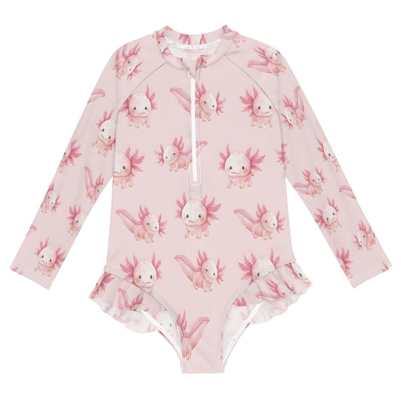 BZSMCE Swimwear Pink Axolotls Illustrat Pattern For Long Sleeve One ...