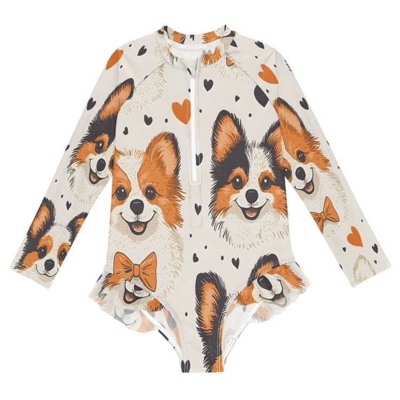 BZSMCE Swimwear Pomskyhearts Pattern For Long Sleeve One-Piece Swimsuit ...