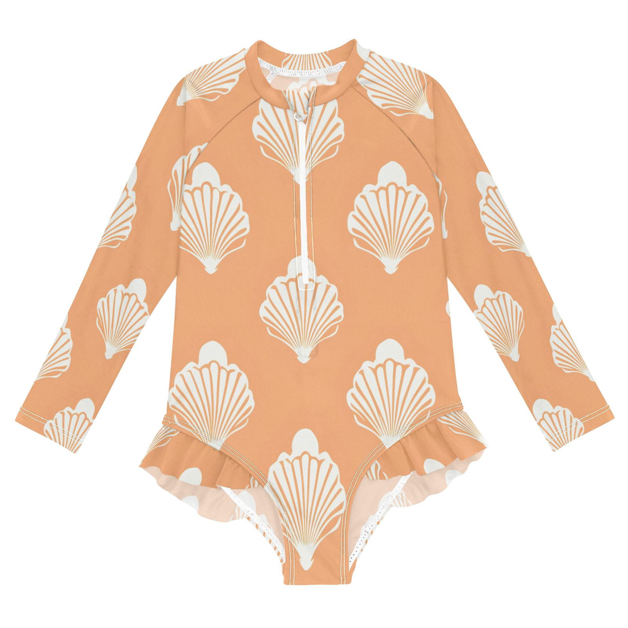BZSMCE Swimwear Shells Pattern For Long Sleeve One-Piece Swimsuit UPF ...