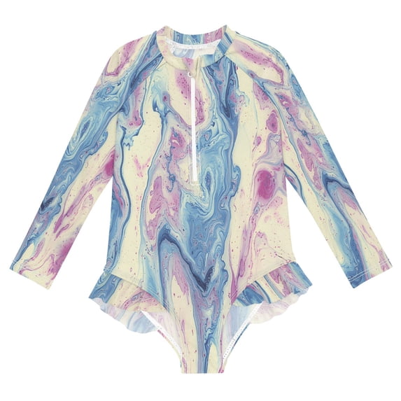 BZSMCE Swimwear Tie Dye Pattern For Long Sleeve One-Piece Swimsuit UPF ...