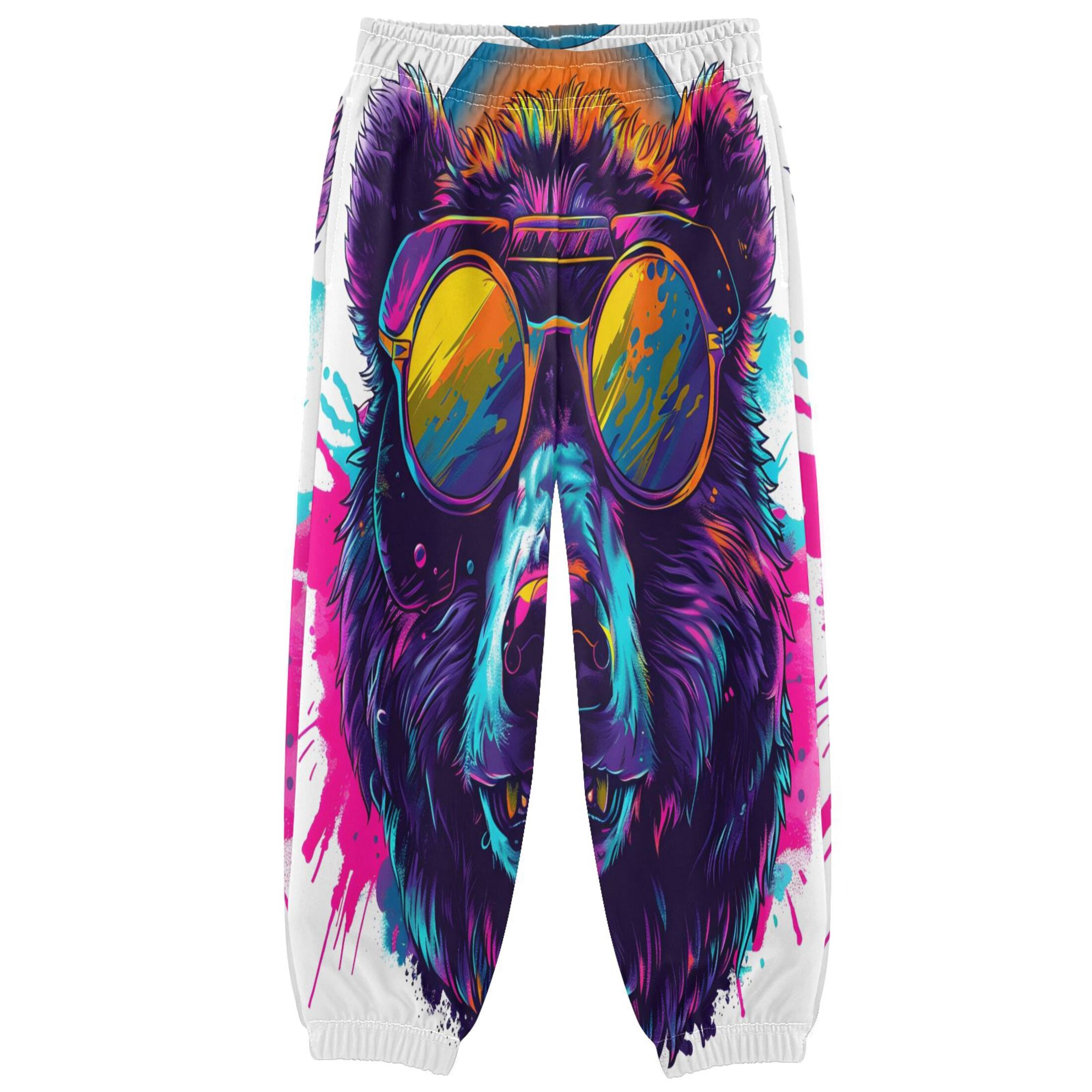 BZSMCE T-shirt Design White Background Synthwave Bear Print Elastic ...