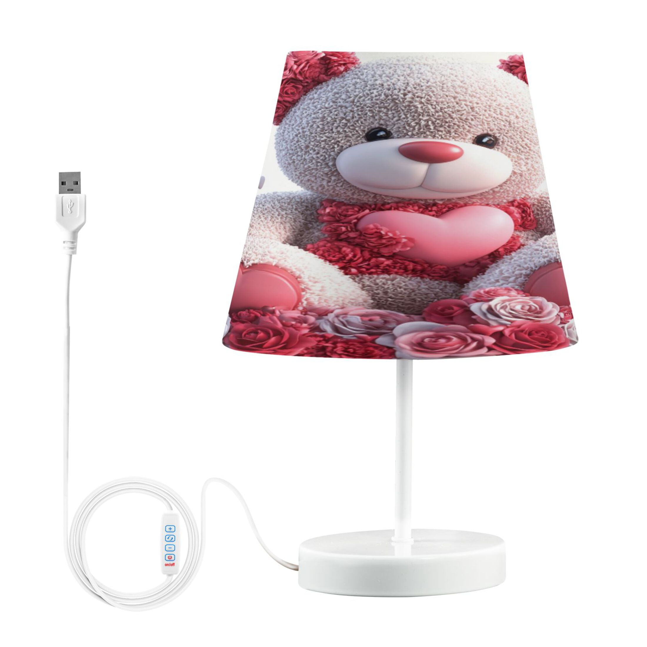 BZSMCE Table Lamp Creative Bear Wrapped in Love and Blooms Pattern ...