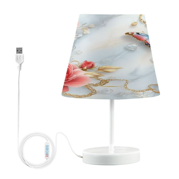 BZSMCE Table Lamp Creative Butterfly Among Blushing Roses Pattern ...