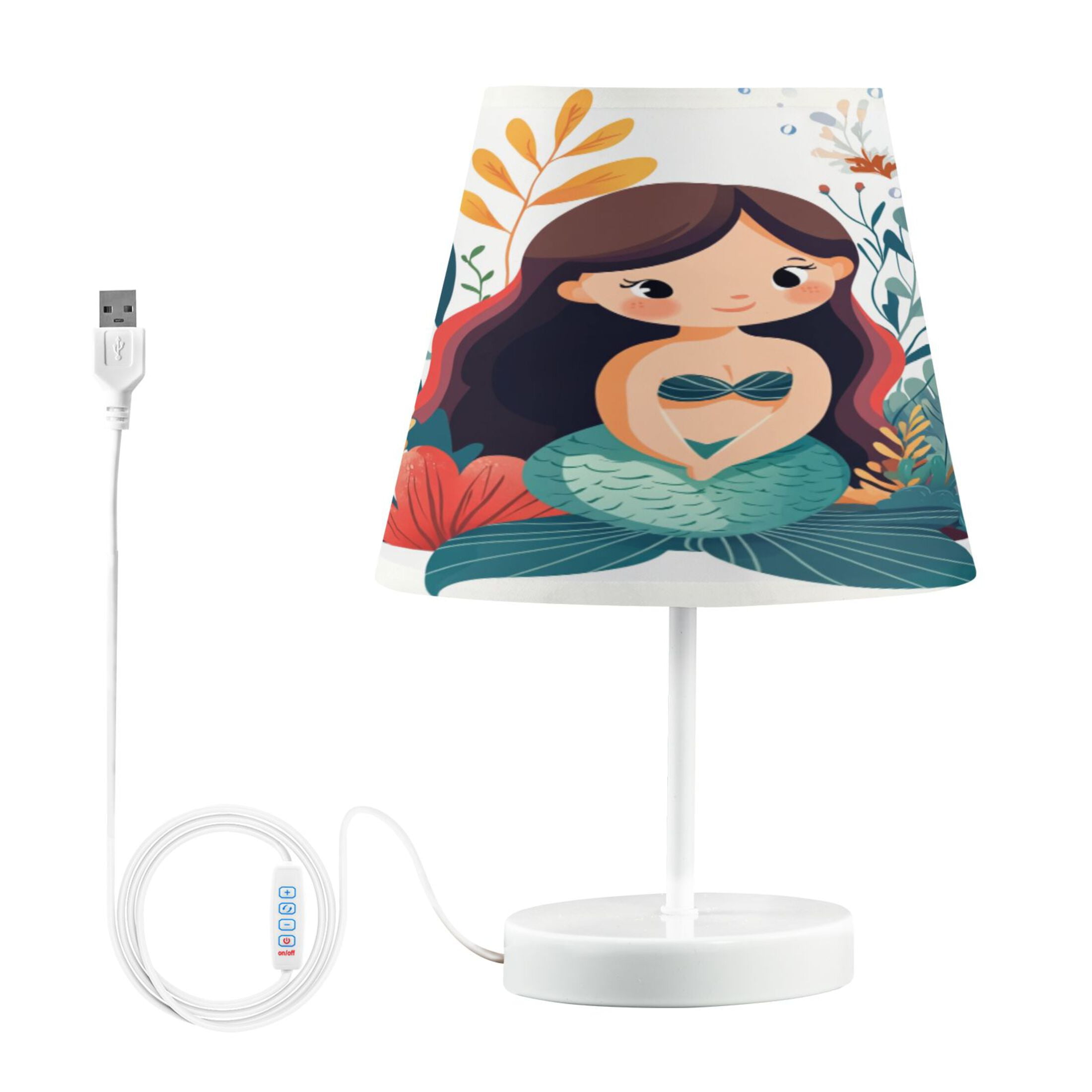 BZSMCE Table Lamp Creative Cartoon Mermaid Simple Pattern Night Light ...