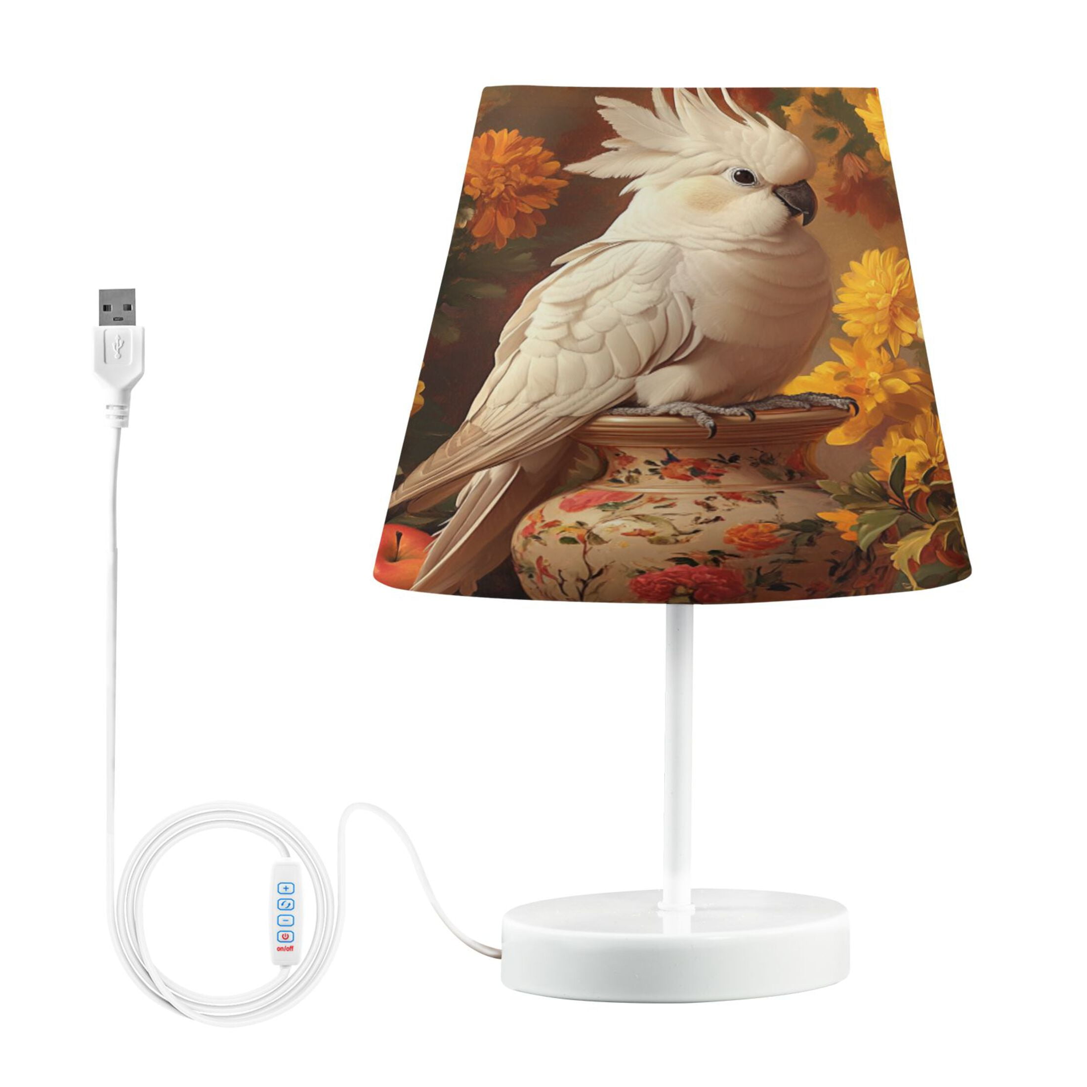 BZSMCE Table Lamp Creative Cockatoo with Colorful Flowers Simple ...