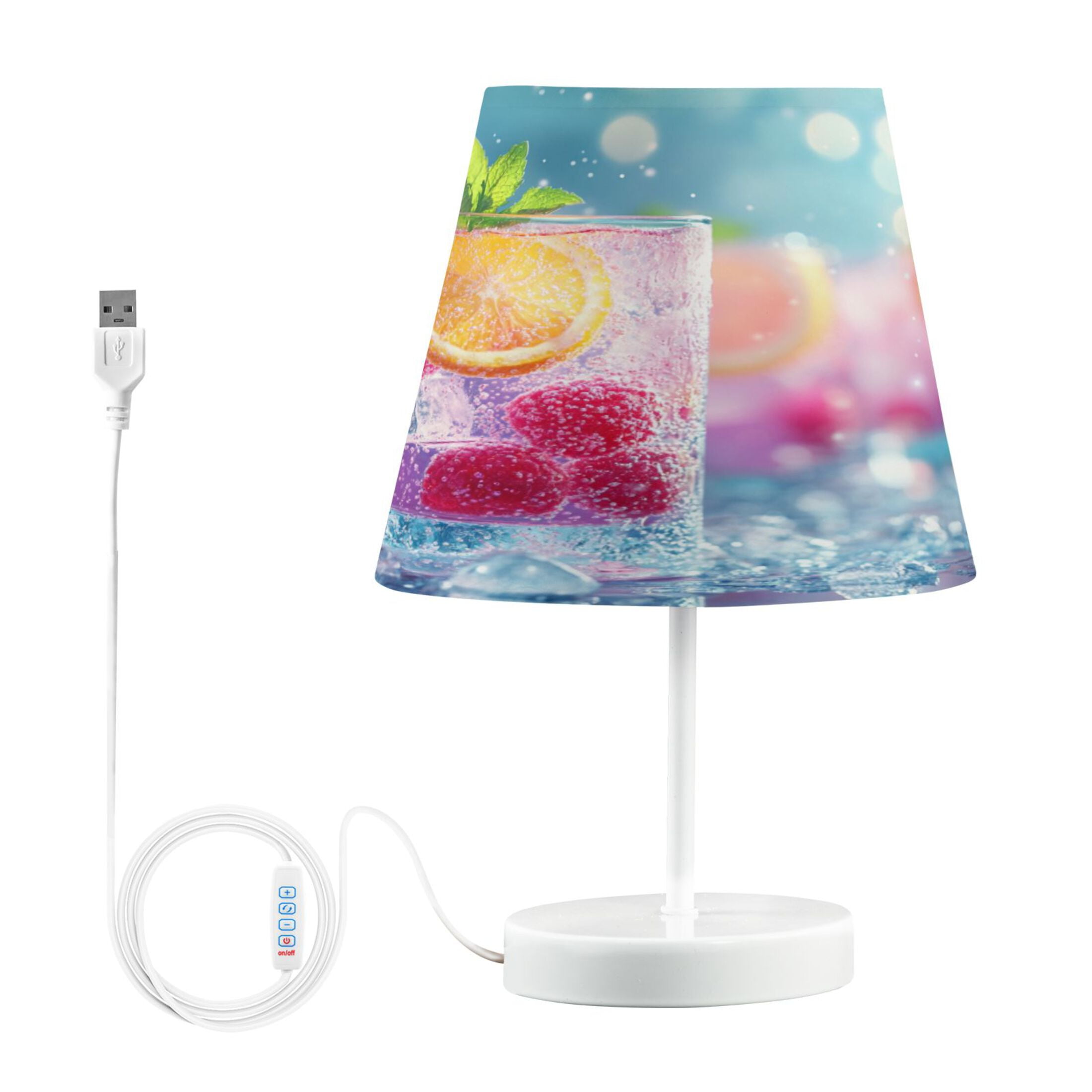 BZSMCE Table Lamp Creative Colorful Cocktails with Fruit Simple Pattern ...