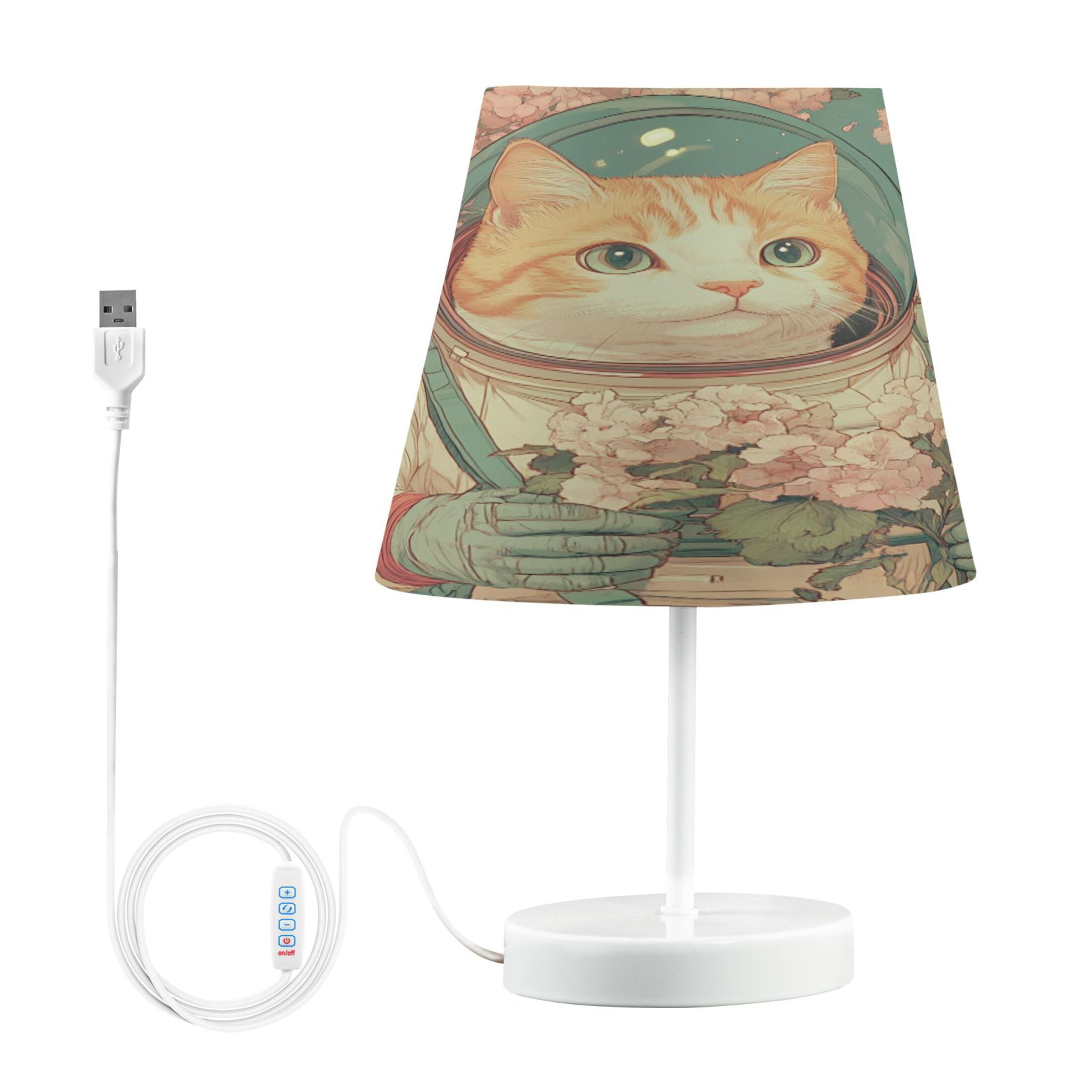 BZSMCE Table Lamp Creative Cosmic Kitty Flora Pattern Simple Pattern ...