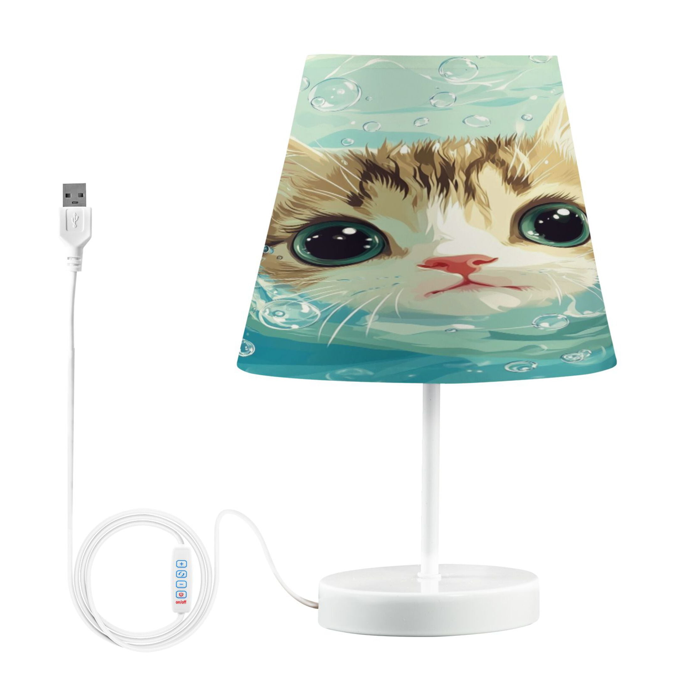 BZSMCE Table Lamp Creative Curious Kitten in Water Pattern Simple ...
