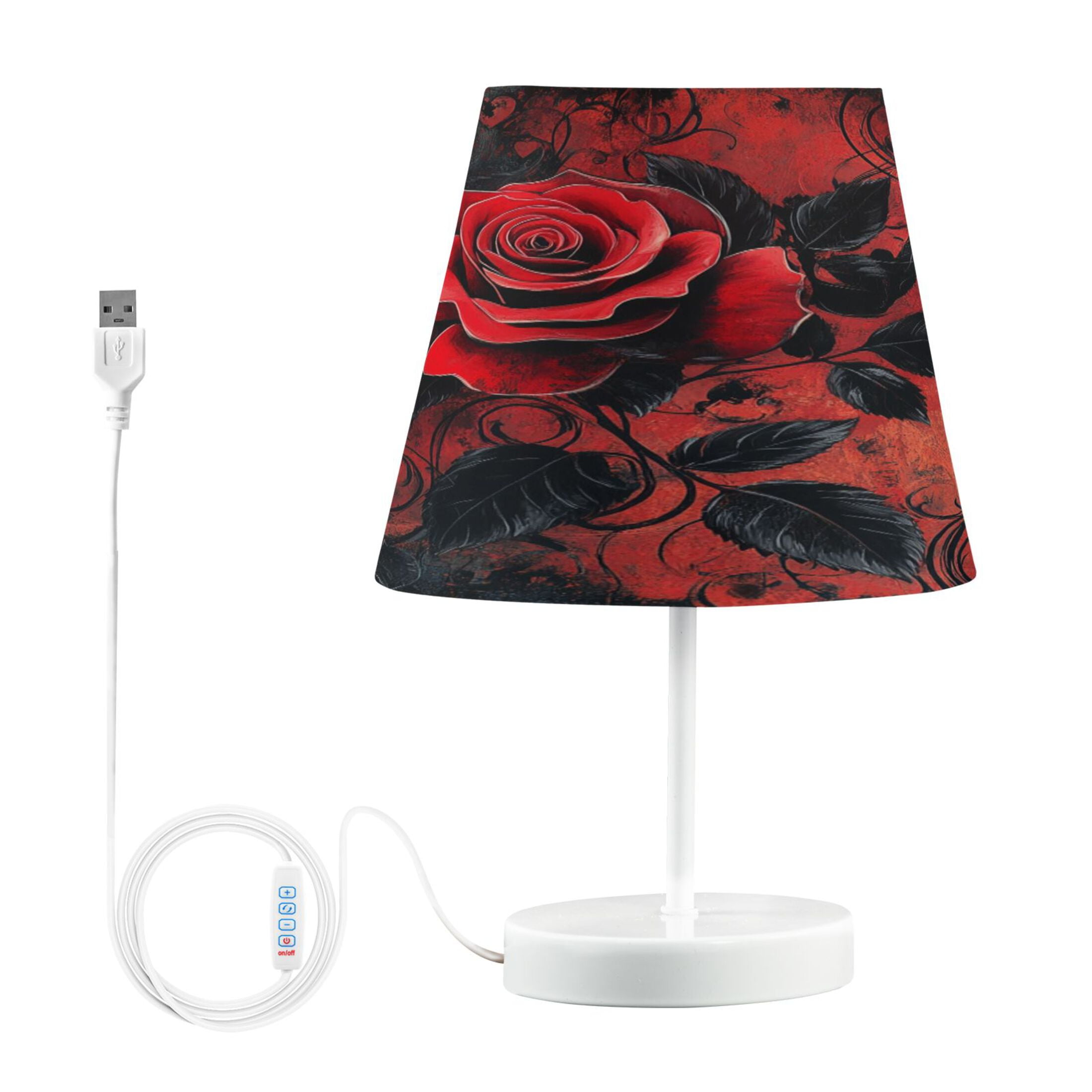 BZSMCE Table Lamp Creative Deep Red Rose Simple Pattern Night Light ...