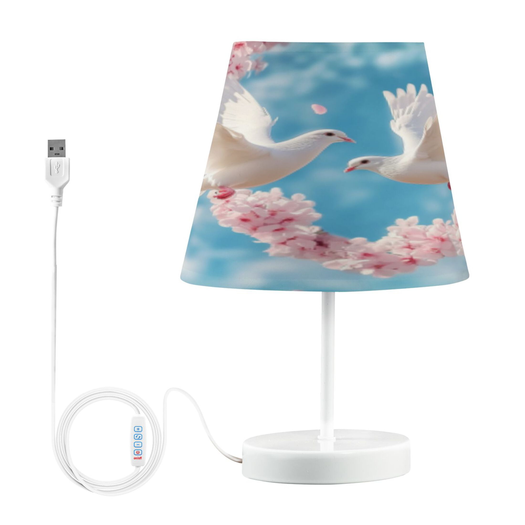 BZSMCE Table Lamp Creative Doves in Blossom Pattern Simple Pattern ...