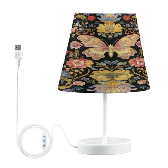 BZSMCE Table Lamp Creative Florals & Butterflies Pattern Simple Pattern ...