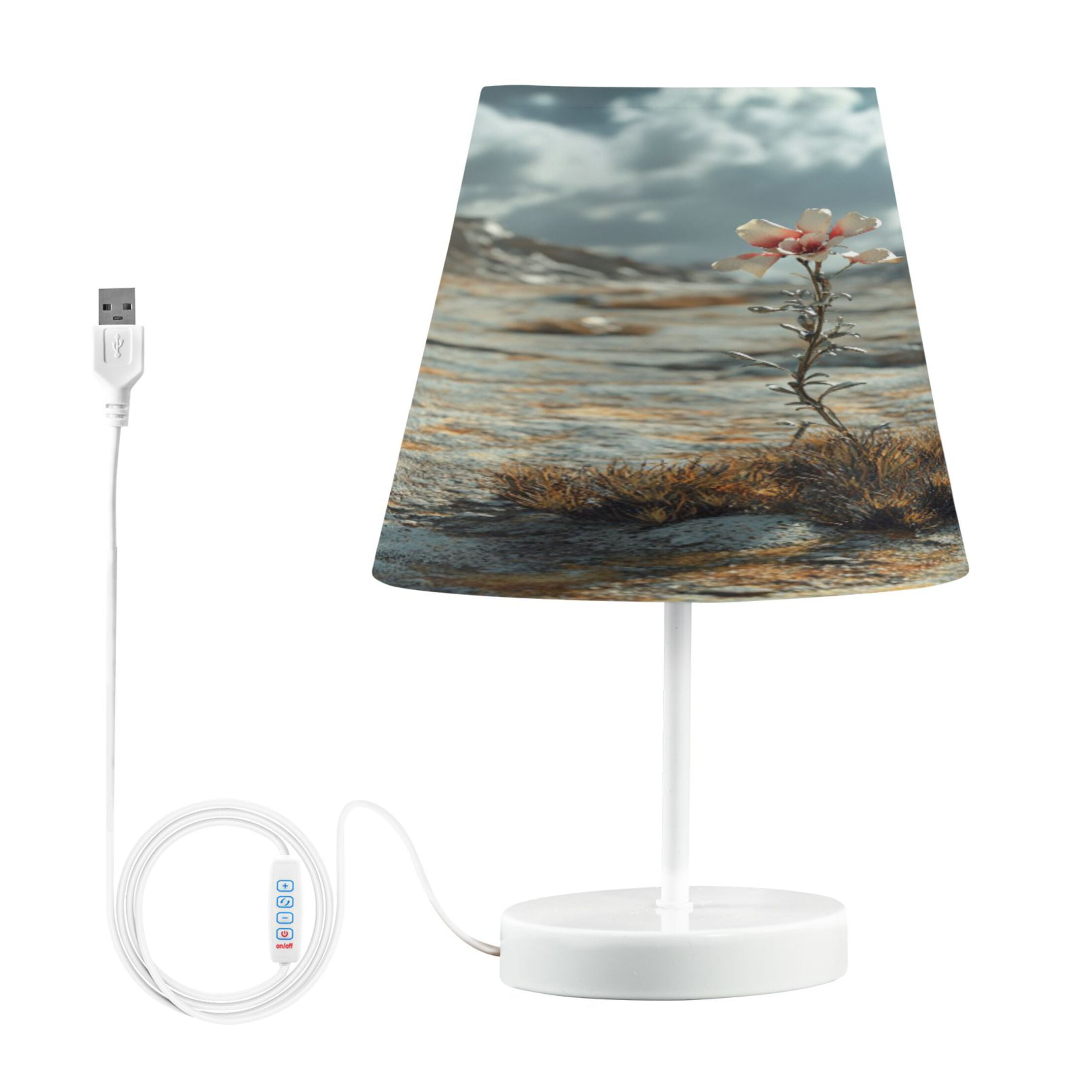 BZSMCE Table Lamp Creative Flower in Desert Painting Simple Pattern ...