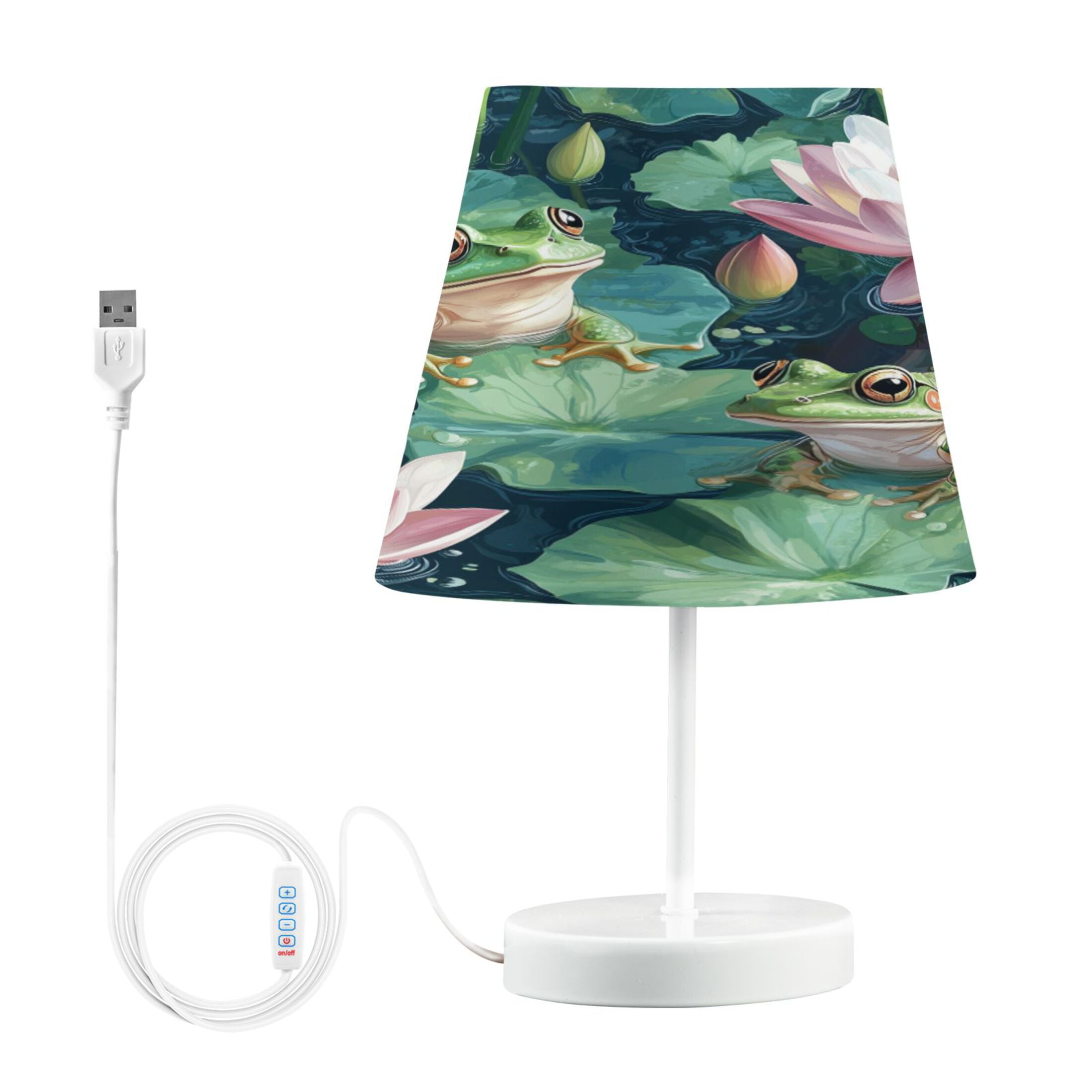 BZSMCE Table Lamp Creative Frogs Sitting on Lotu Simple Pattern Night ...