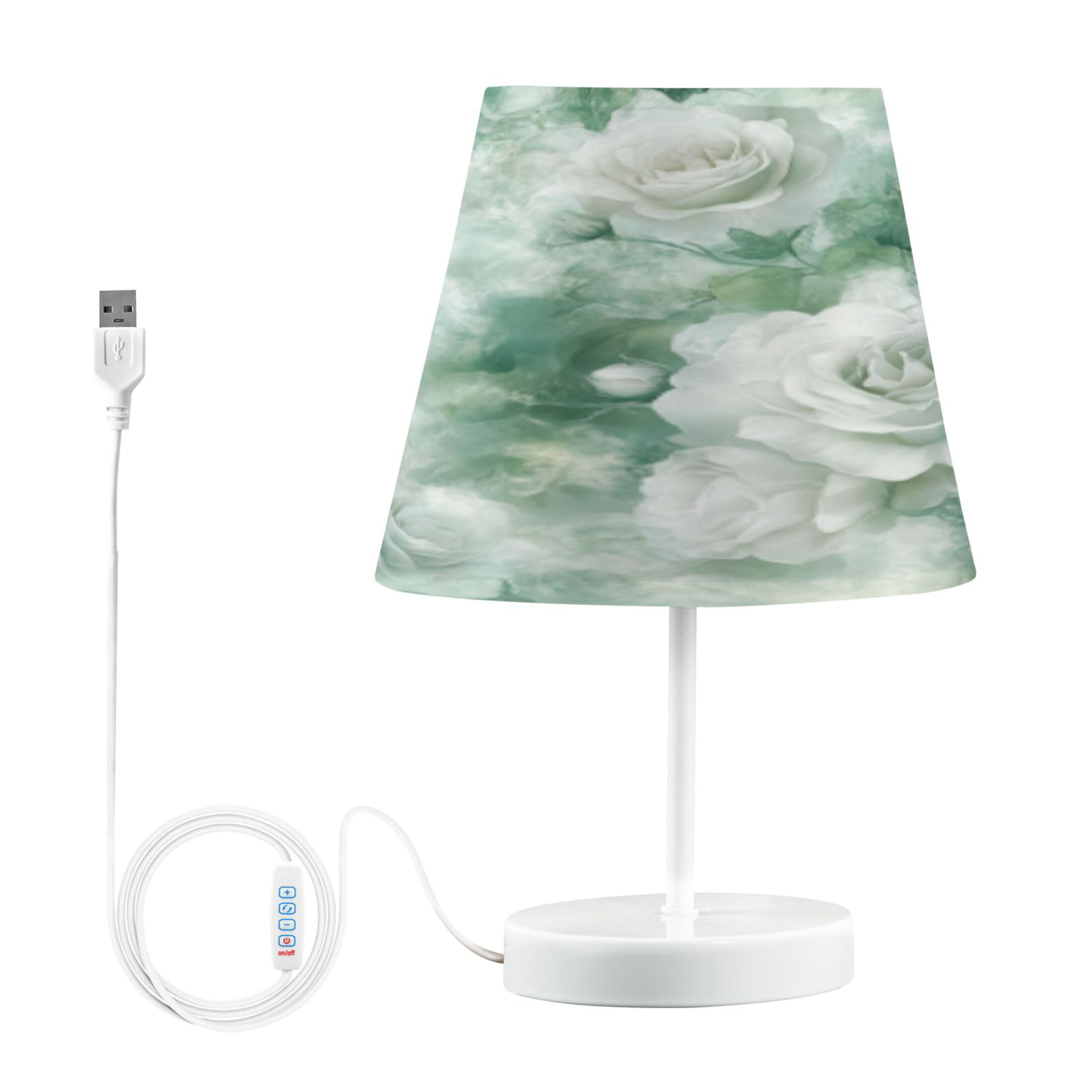 BZSMCE Table Lamp Creative Green Mist Roses Pattern Simple Pattern ...