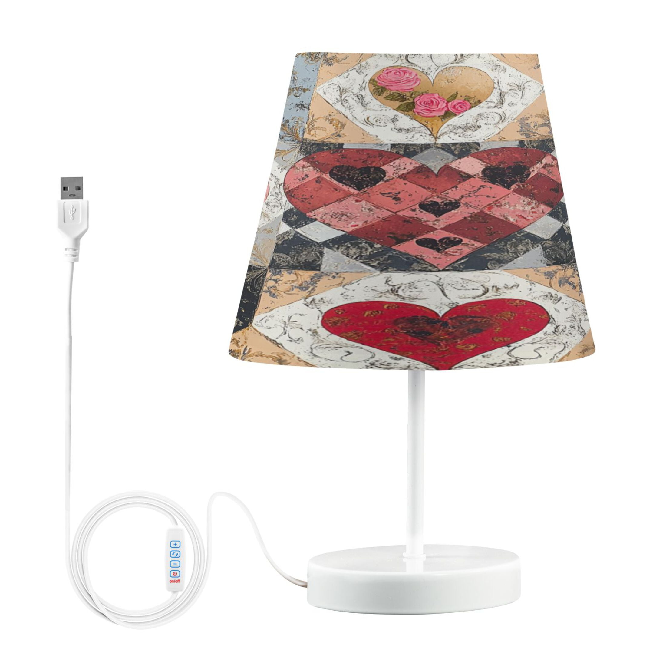 BZSMCE Table Lamp Creative Heartfelt Patchwork Design Pattern Simple ...