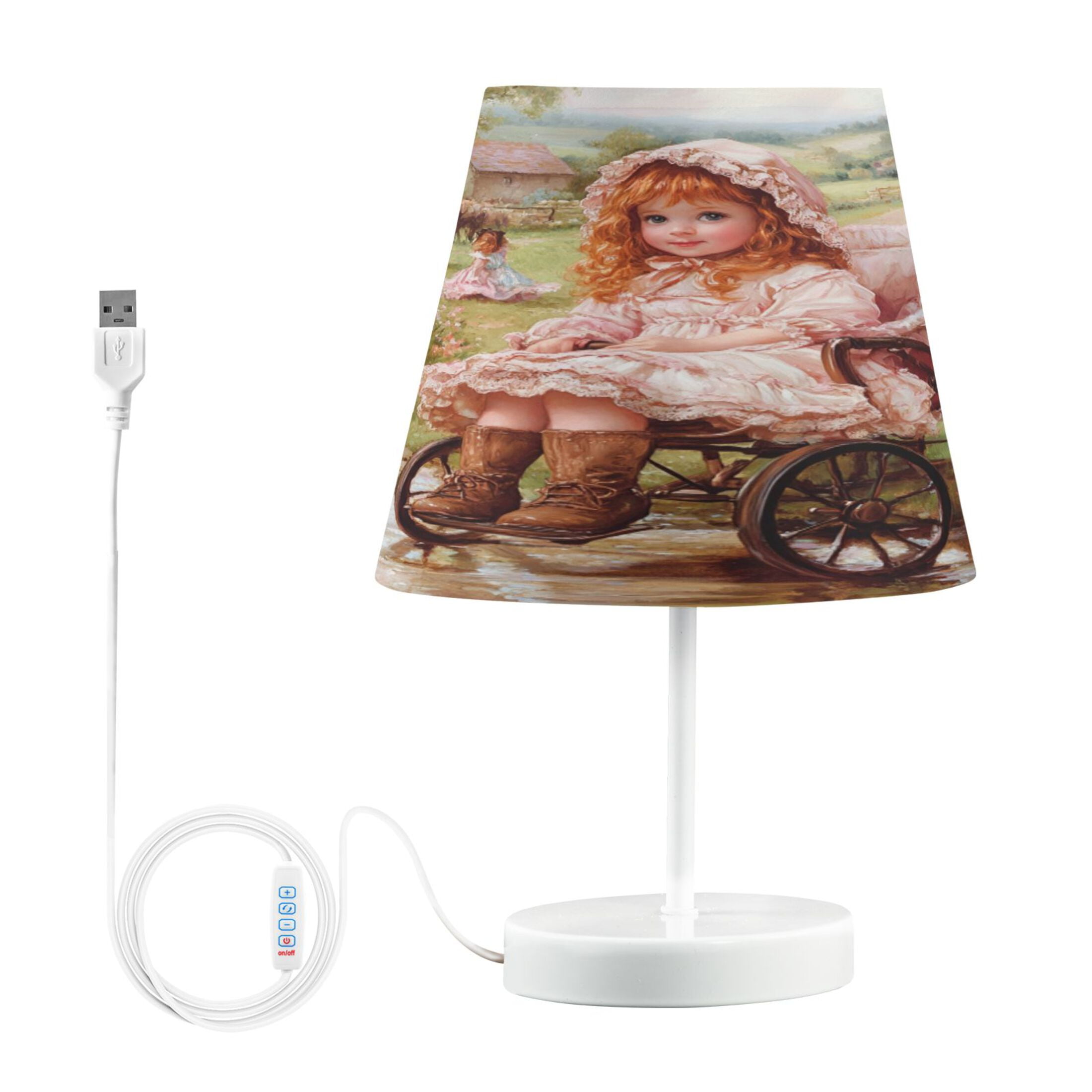 BZSMCE Table Lamp Creative Little Girl in Vintage Pram Simple Pattern ...