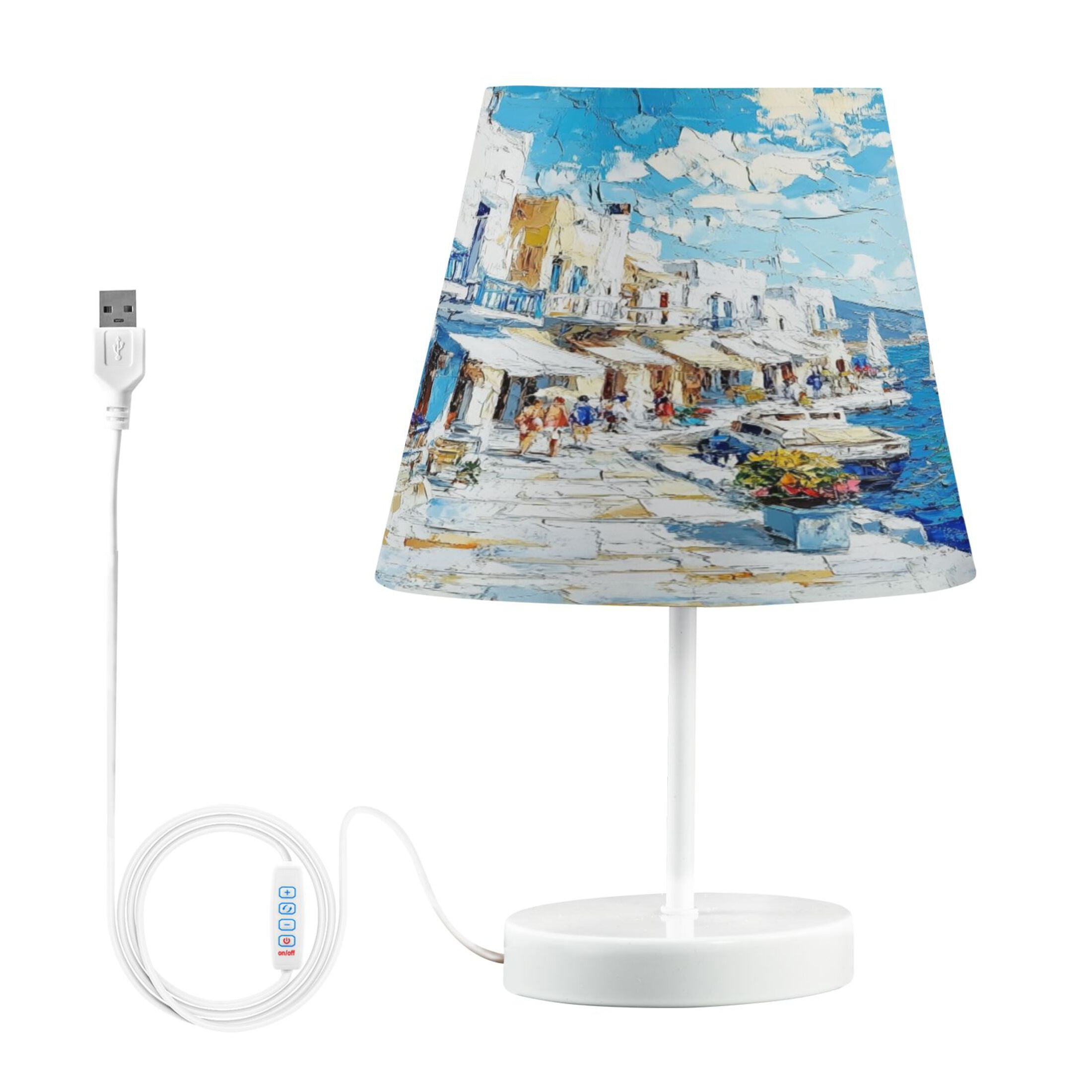 BZSMCE Table Lamp Creative Mediterranean Seaside Village Simple Pattern ...