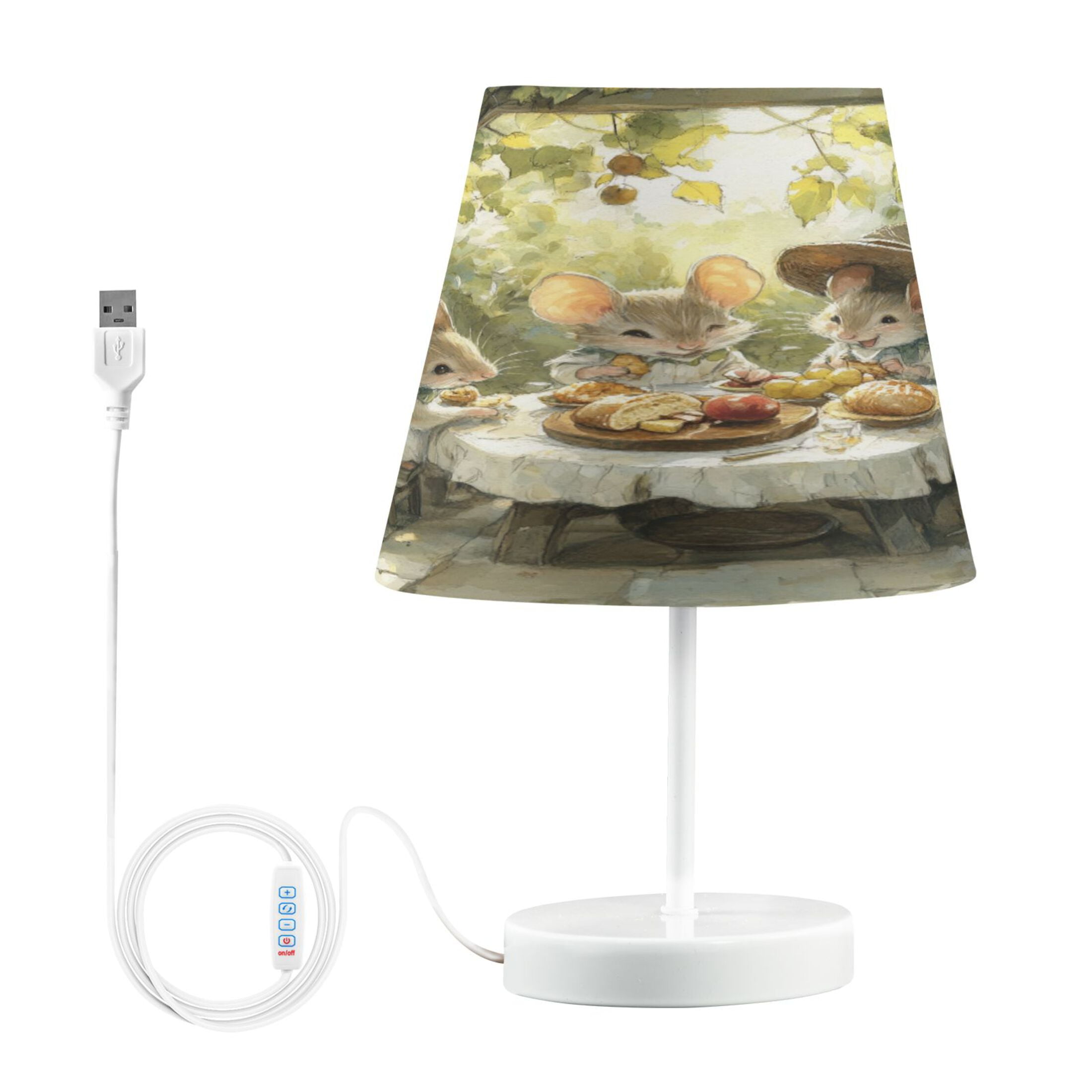 BZSMCE Table Lamp Creative Mices Take Breakfast Simple Pattern Night ...