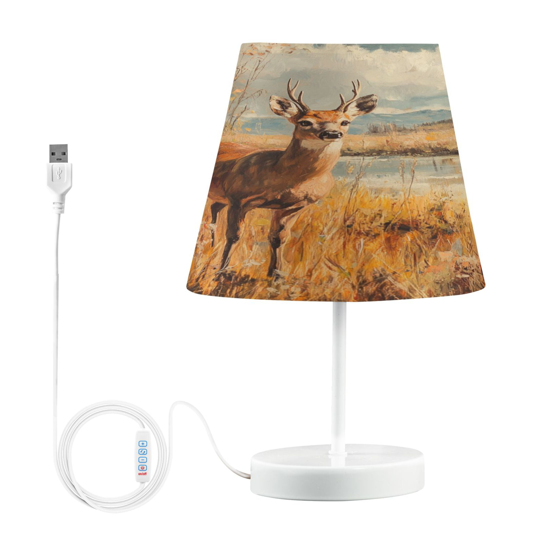 BZSMCE Table Lamp Creative Mule Deer Stand by Lake Simple Pattern Night ...
