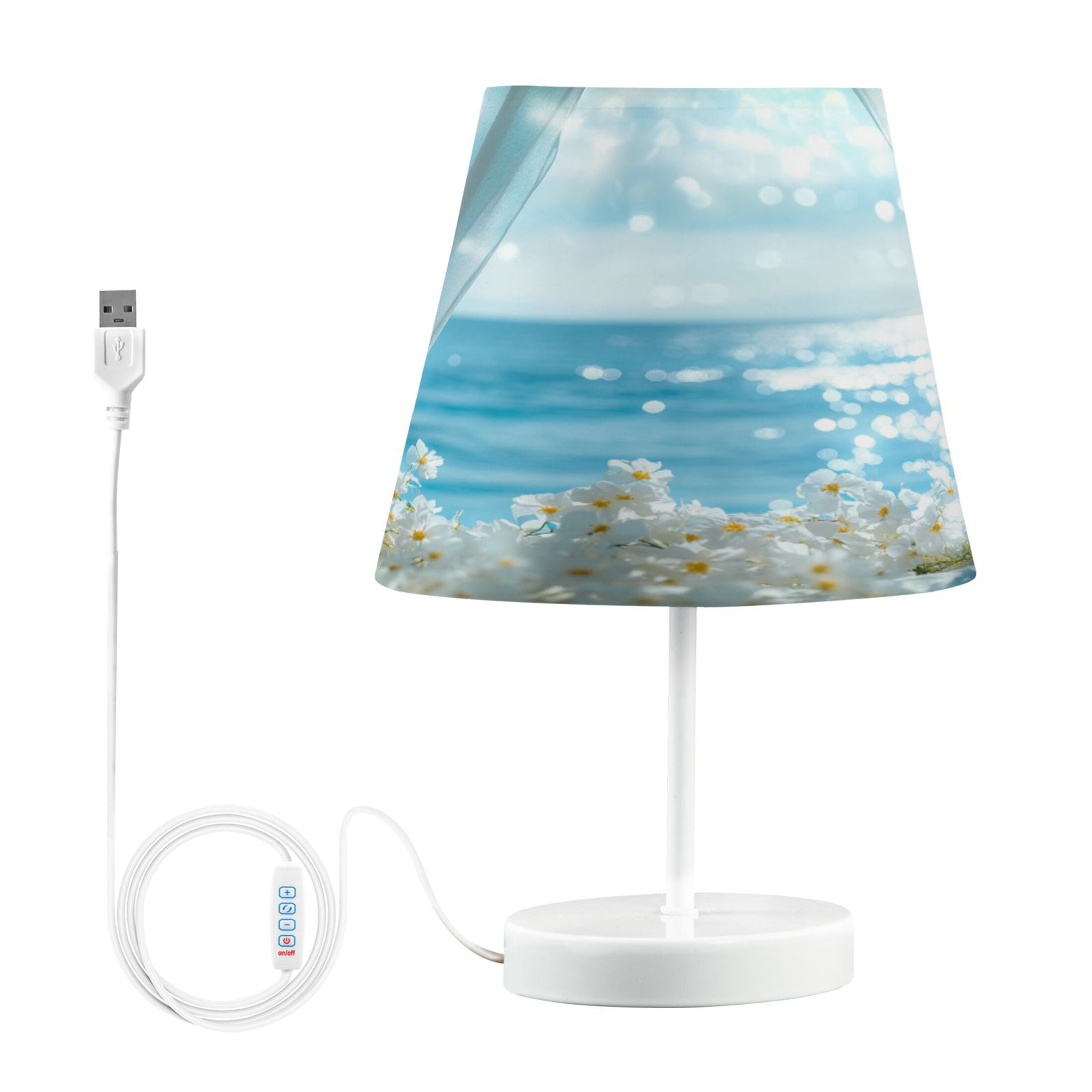 BZSMCE Table Lamp Creative Ocean View Through Floral Window Simple ...