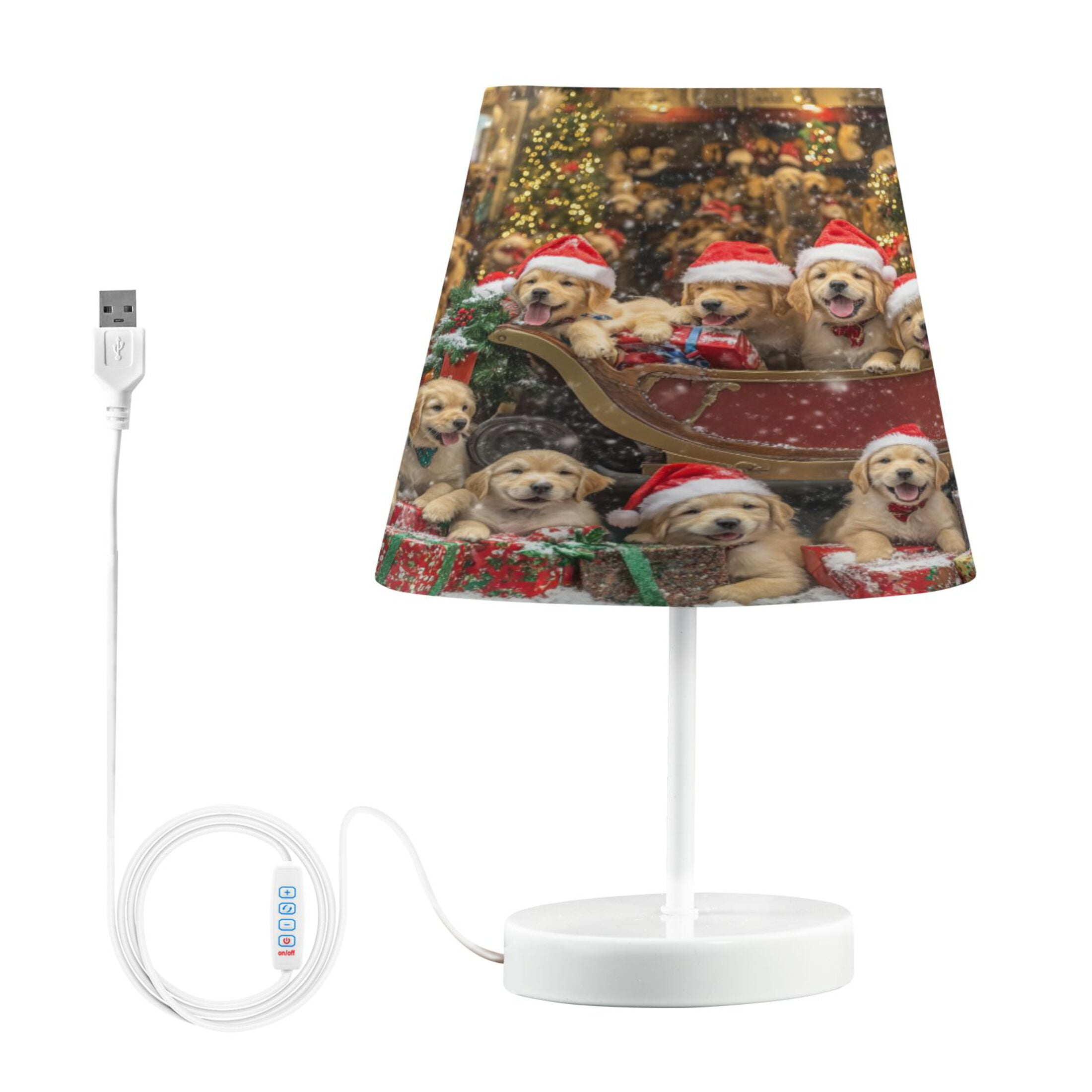 BZSMCE Table Lamp Creative Puppies in Sleigh with Presents Simple ...