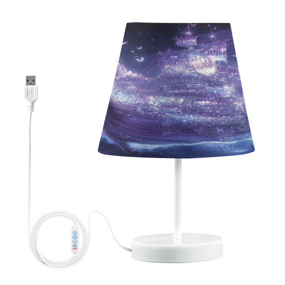 BZSMCE Table Lamp Creative Purple Crystal Ship Simple Pattern Night ...
