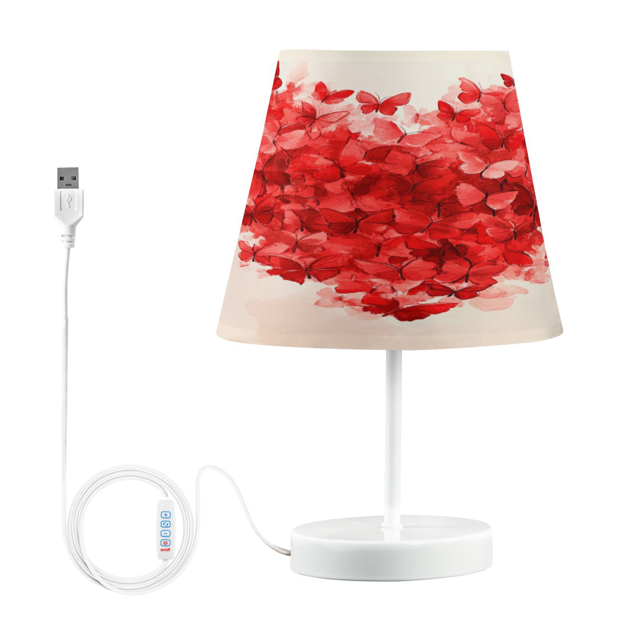 BZSMCE Table Lamp Creative Red Heart Shaped Composition Simple Pattern ...