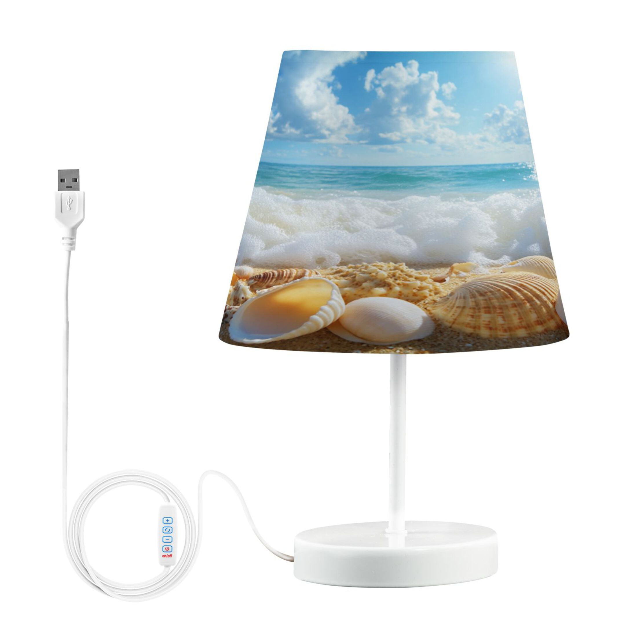 BZSMCE Table Lamp Creative Seashells on Sandy Beach Simple Pattern ...