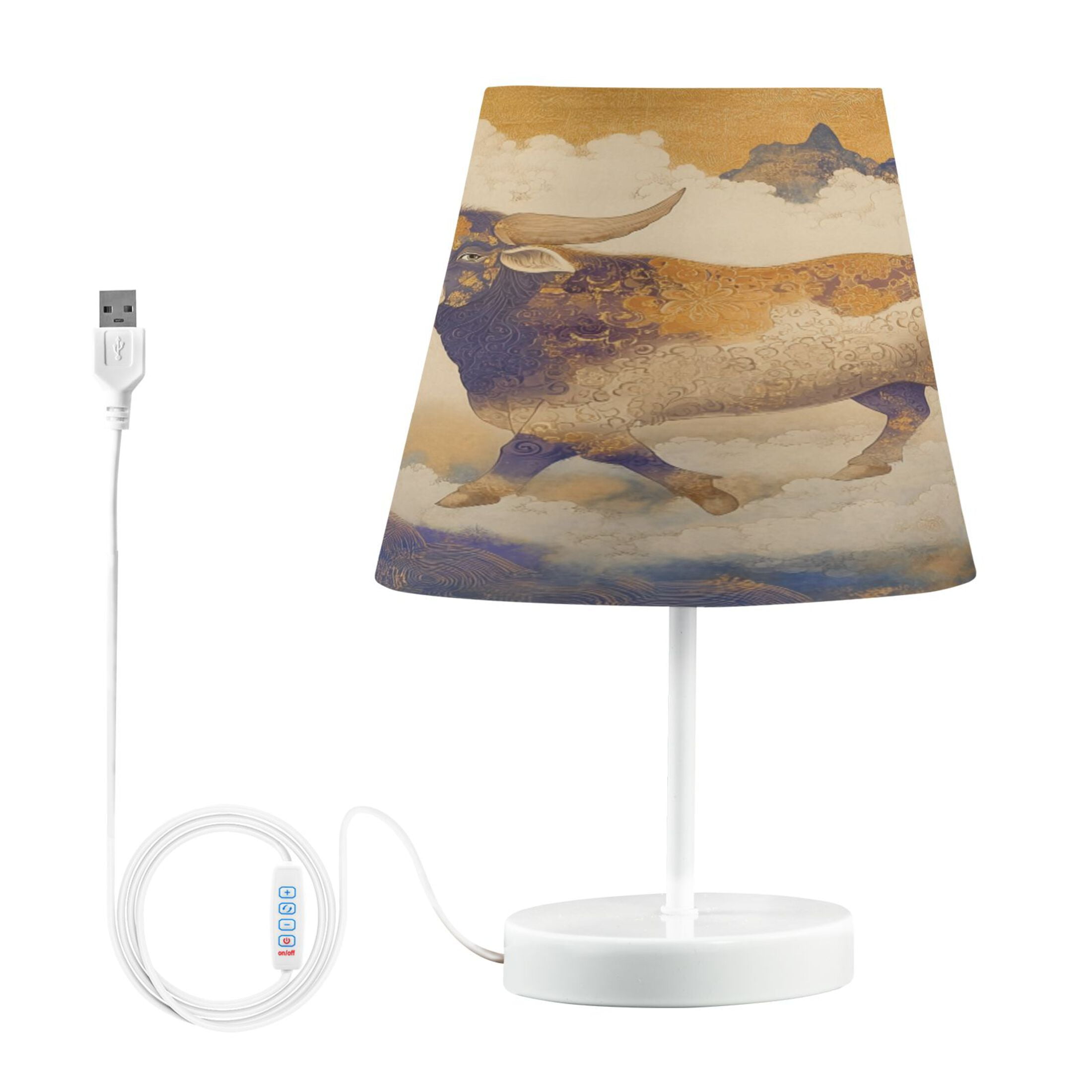 YAZAOO Table Lamp Creative The Ethereal Bull Pattern Simple Pattern ...