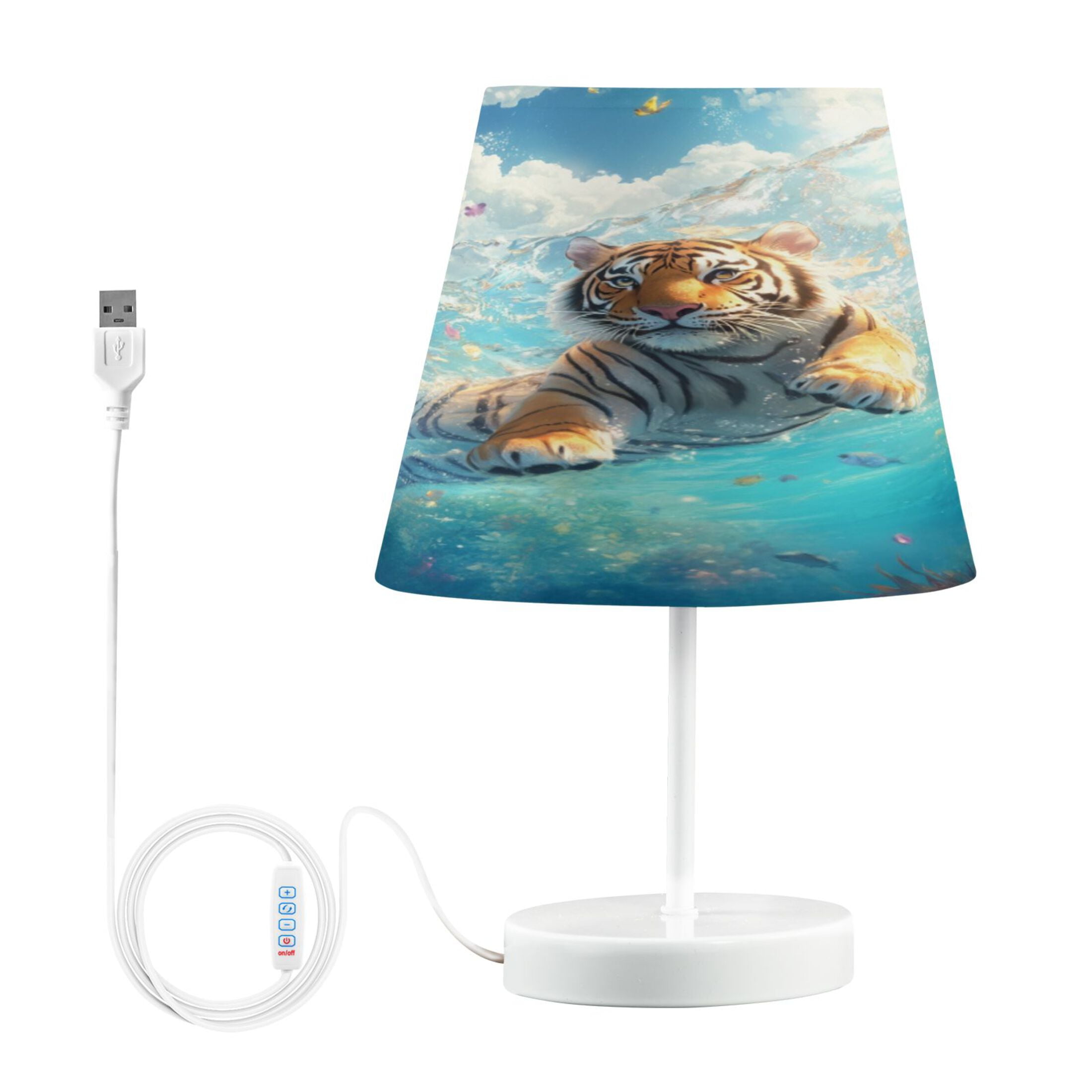 BZSMCE Table Lamp Creative Tigers Splash Oasis Pattern Simple Pattern ...